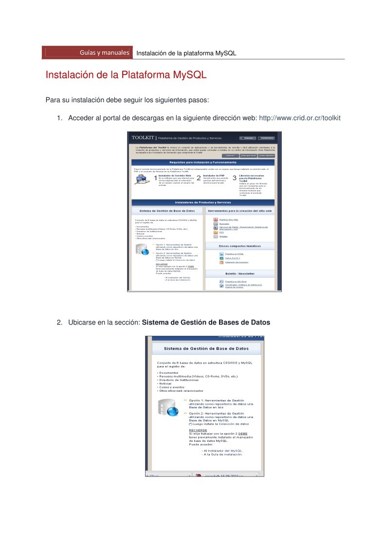 PDF de programación - Instalación de la plataforma MySQL