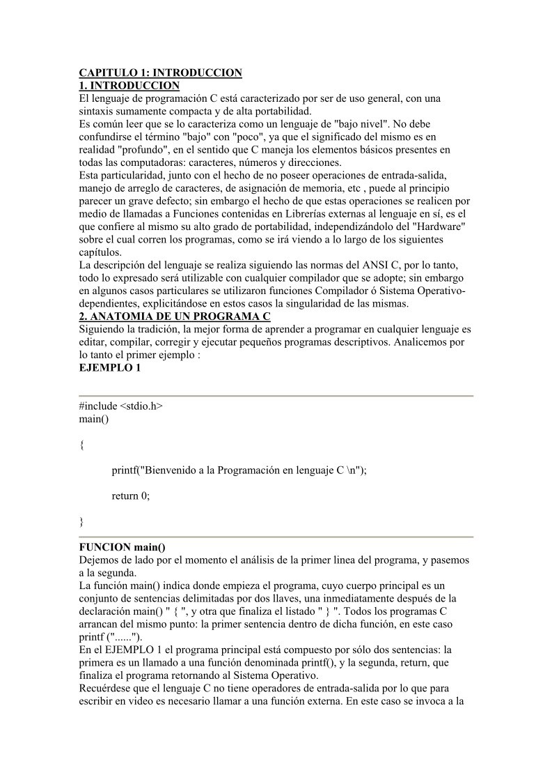 PDF de programación - Curso de iniciación al lenguaje C