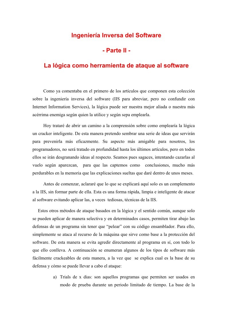 PDF de programación - Ingeniería Inversa del Software - Parte II - La ...