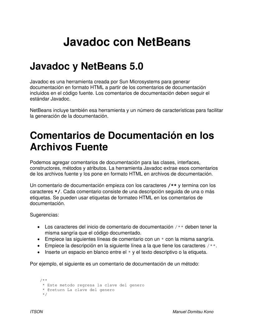 PDF de programación - Javadoc con NetBeans