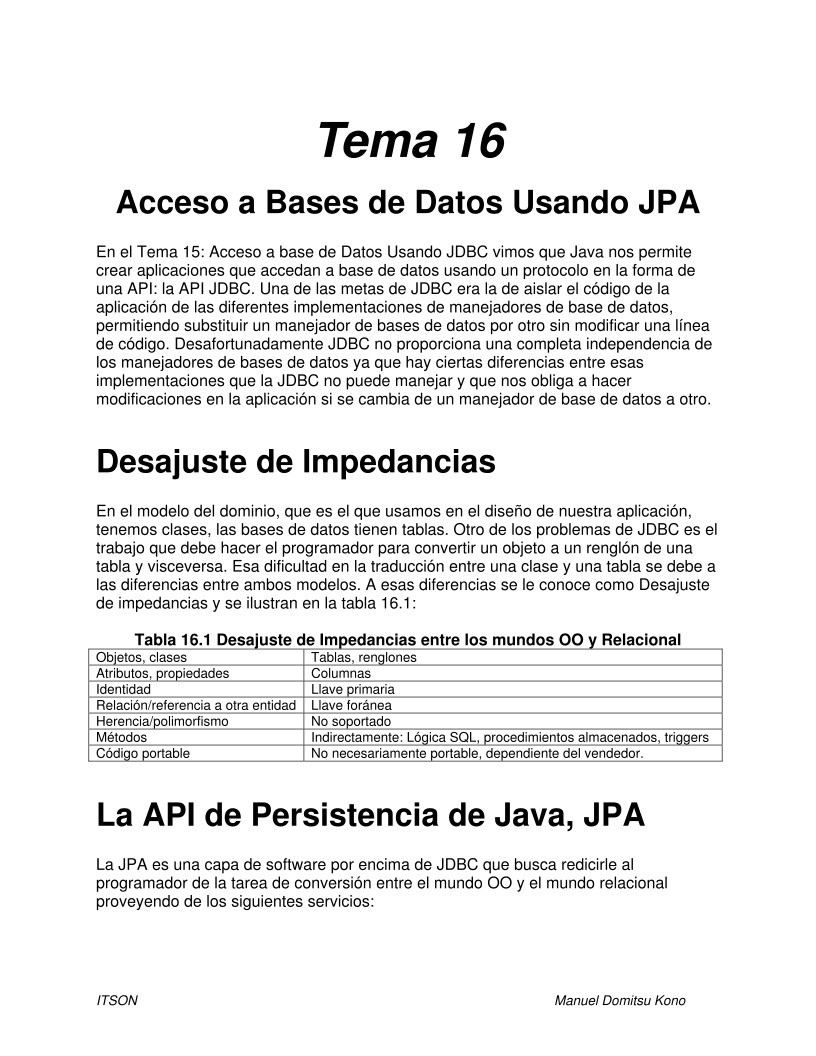 PDF de programación - Tema 16 - Acceso a Base de Datos Usando JPA