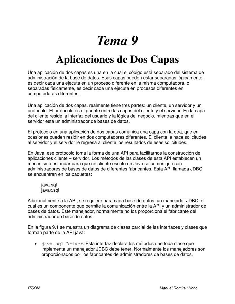PDF de programación - Tema 9 - Aplicaciones de Dos Capas