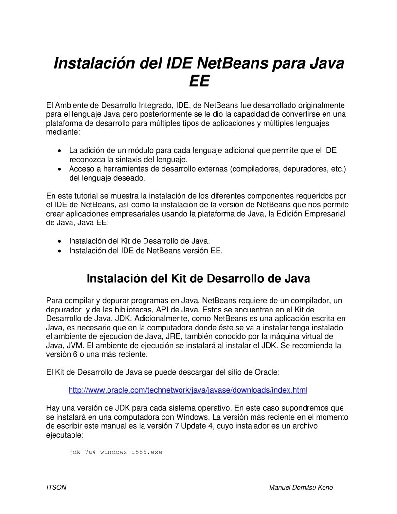 PDF de programación - Instalación del IDE NetBeans para Java EE