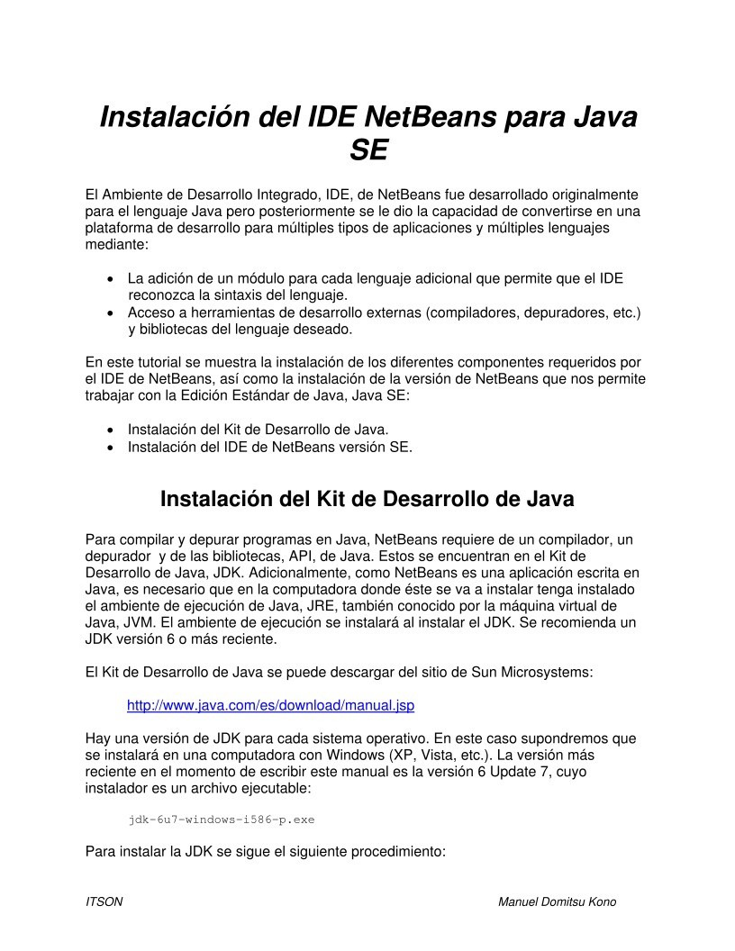 PDF de programación - Instalación del IDE Netbeans para Java SE