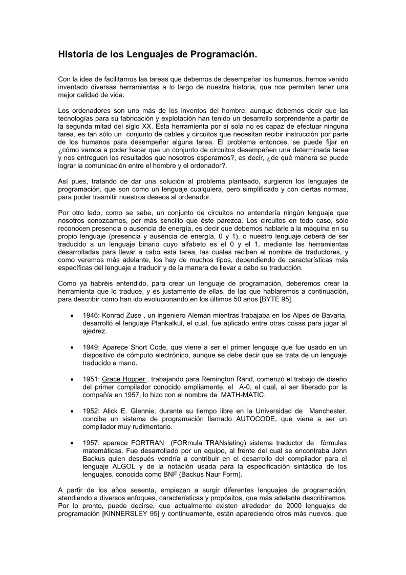 PDF de programación - Historia de los lenguajes de programación