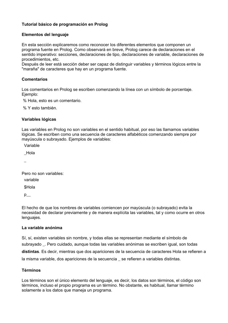 PDF de programación - Tutorial básico de programación en Prolog