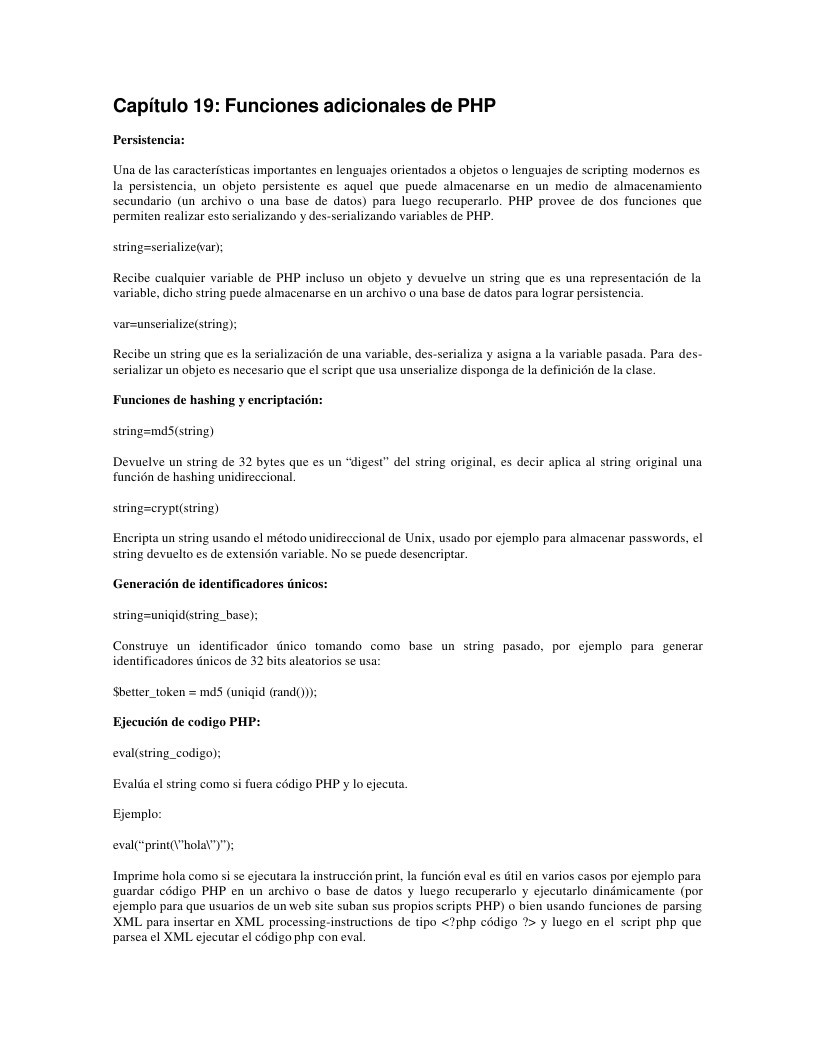 PDF de programación - Capítulo 19: Funciones adicionales de PHP