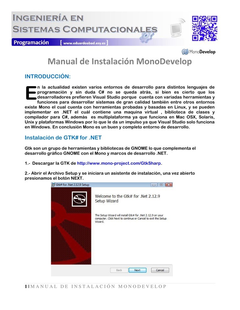 PDF de programación - Manual de Instalación MonoDevelop