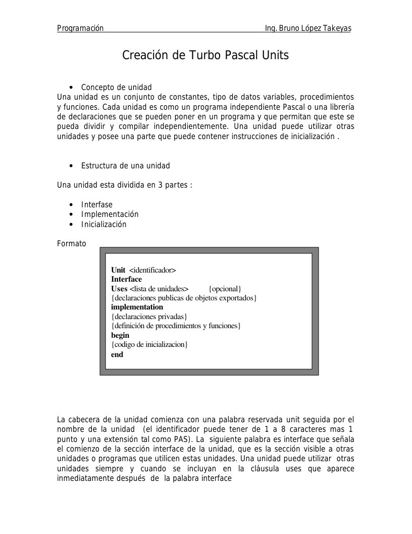 PDF de programación - Creación de Turbo Pascal Units