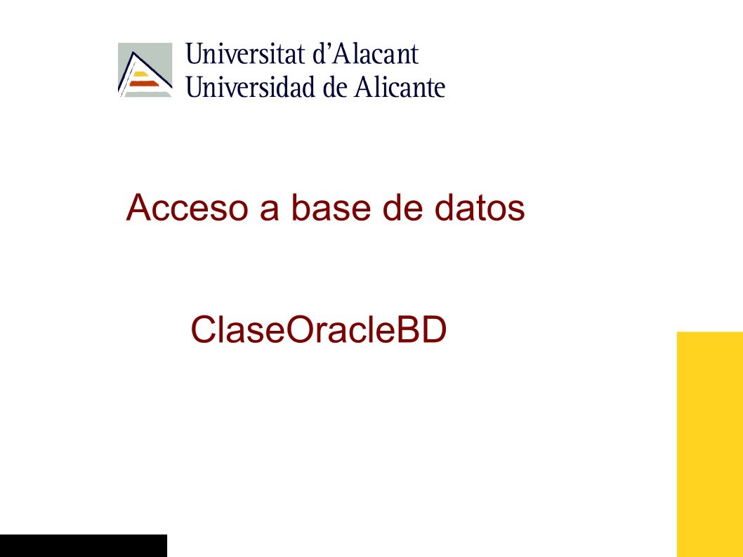 PDF de programación - Acceso a base de datos - ClaseOracleBD