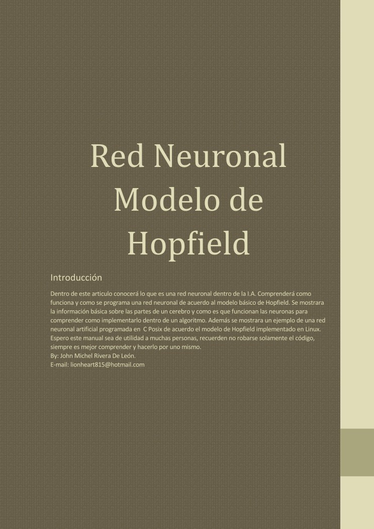 PDF de programación - Red Neuronal Modelo de Hopfield