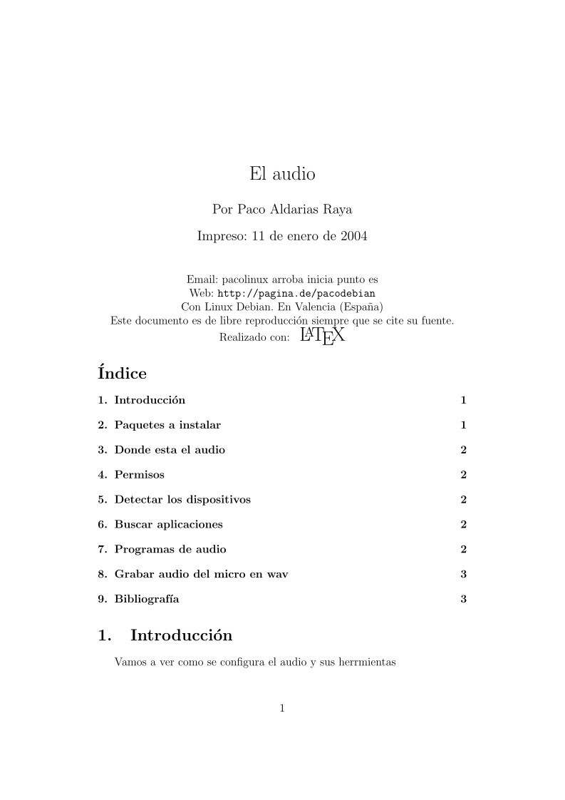PDF de programación - El audio