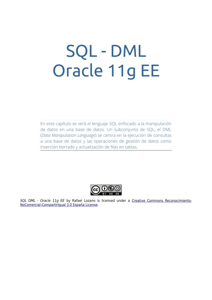 PDF de programación - SQL - DML - Oracle 11g EE