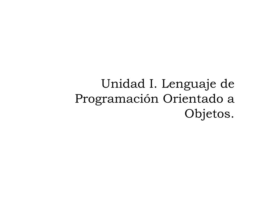 PDF de programación - Unidad 1. Lenguaje de Programación Orientado a Objetos