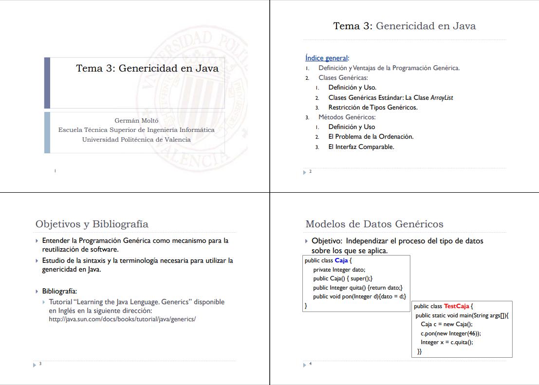PDF de programación - Tema 3: Genericidad en Java