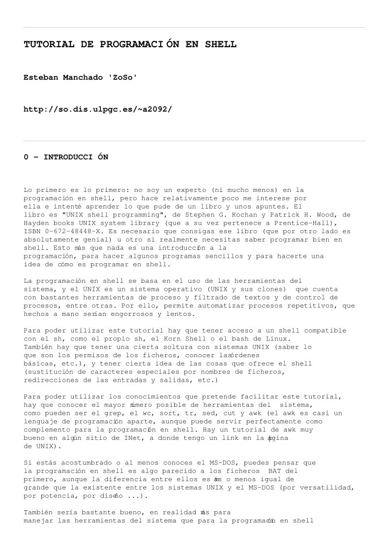 PDF de programación - Tutorial de programación en Shell