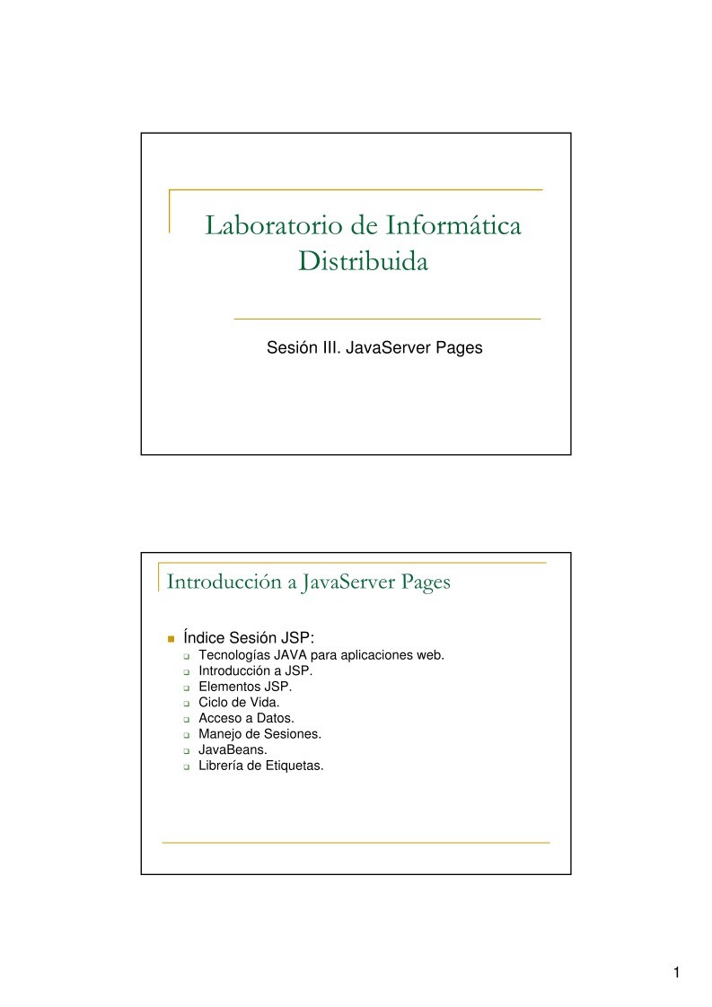 PDF de programación - Sesión III. JavaServer Pages