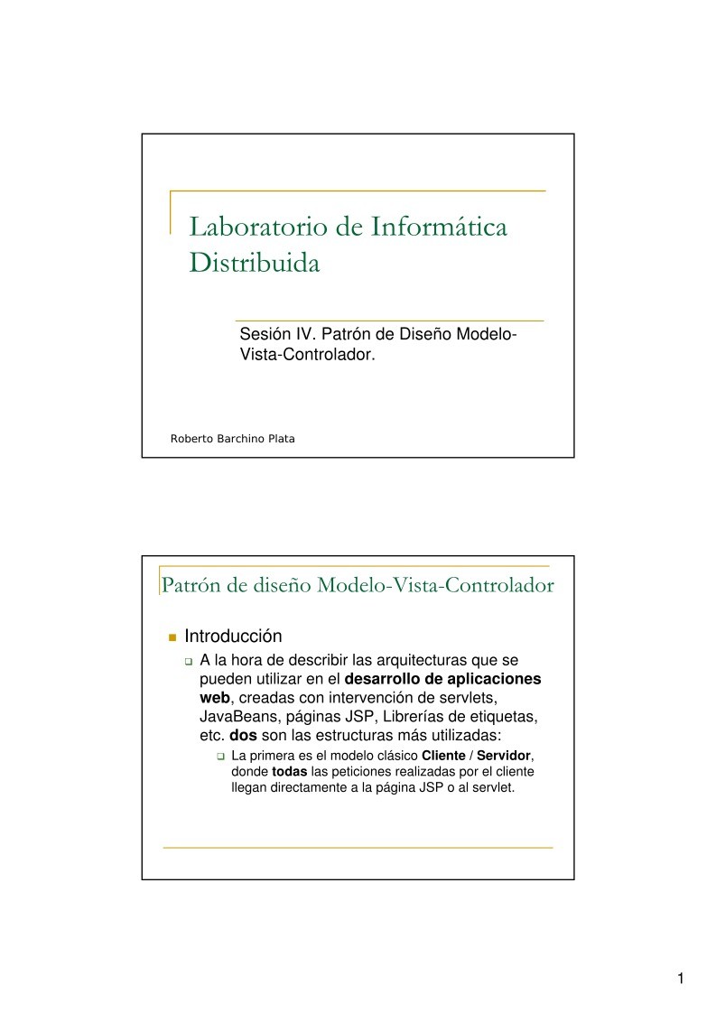 PDF de programación - Sesión IV. Patrón de Diseño Modelo Vista Controlador