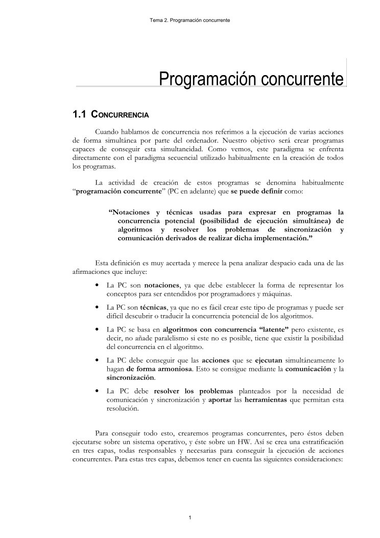 PDF de programación - Tema 2. Programación concurrente