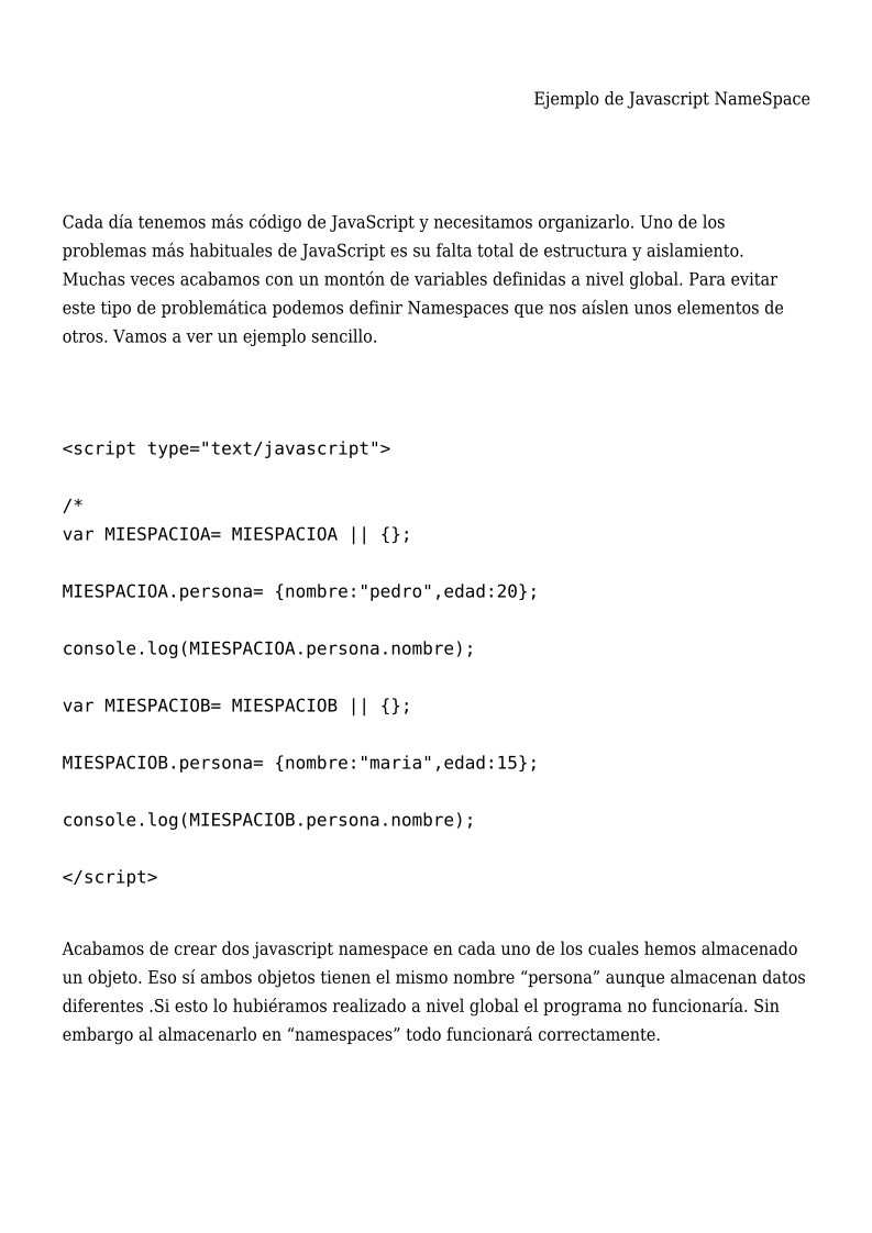 PDF de programación - Ejemplo de Javascript: NameSpace