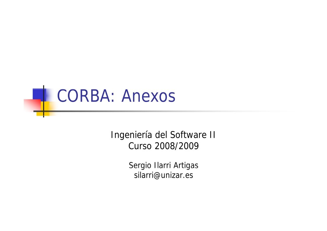 PDF de programación - CORBA: Anexos - Ingeniería de Software II