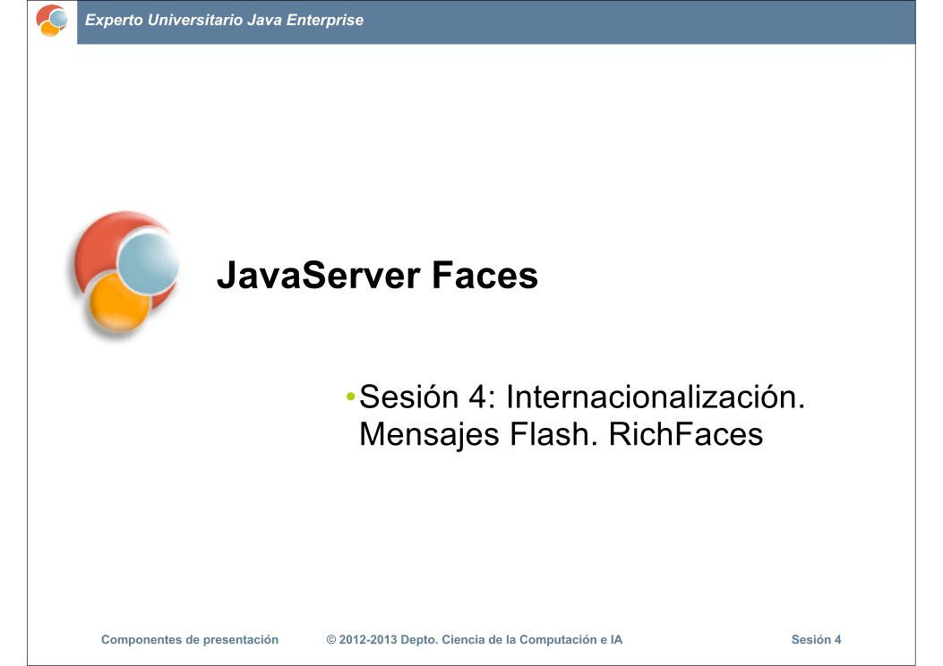 PDF de programación - Sesión 4: Internacionalización - JavaServer Faces