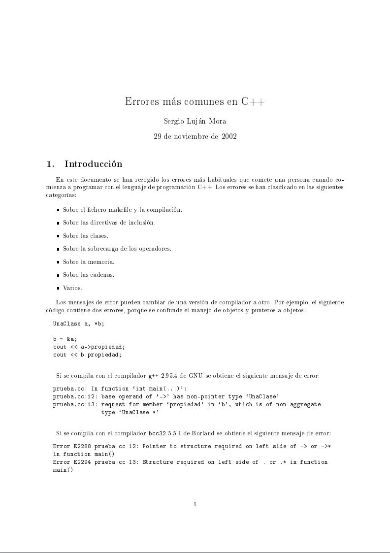 PDF de programación - Errores más comunes en C++