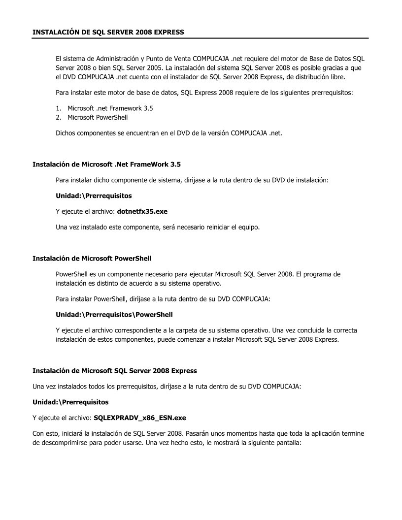 PDF de programación - Instalación de SQL Server 2008 Express