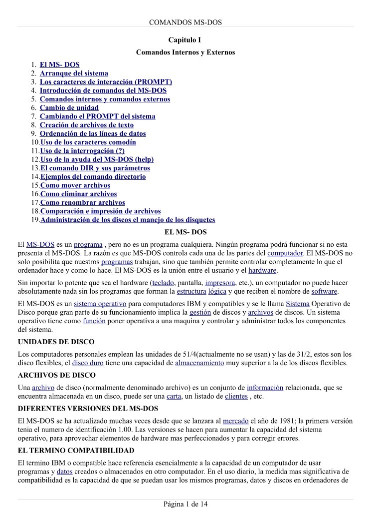 PDF de programación - Comandos MS-DOS internos y externos