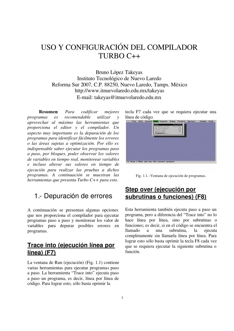 PDF de programación - Uso y configuración del compilador Turbo C++