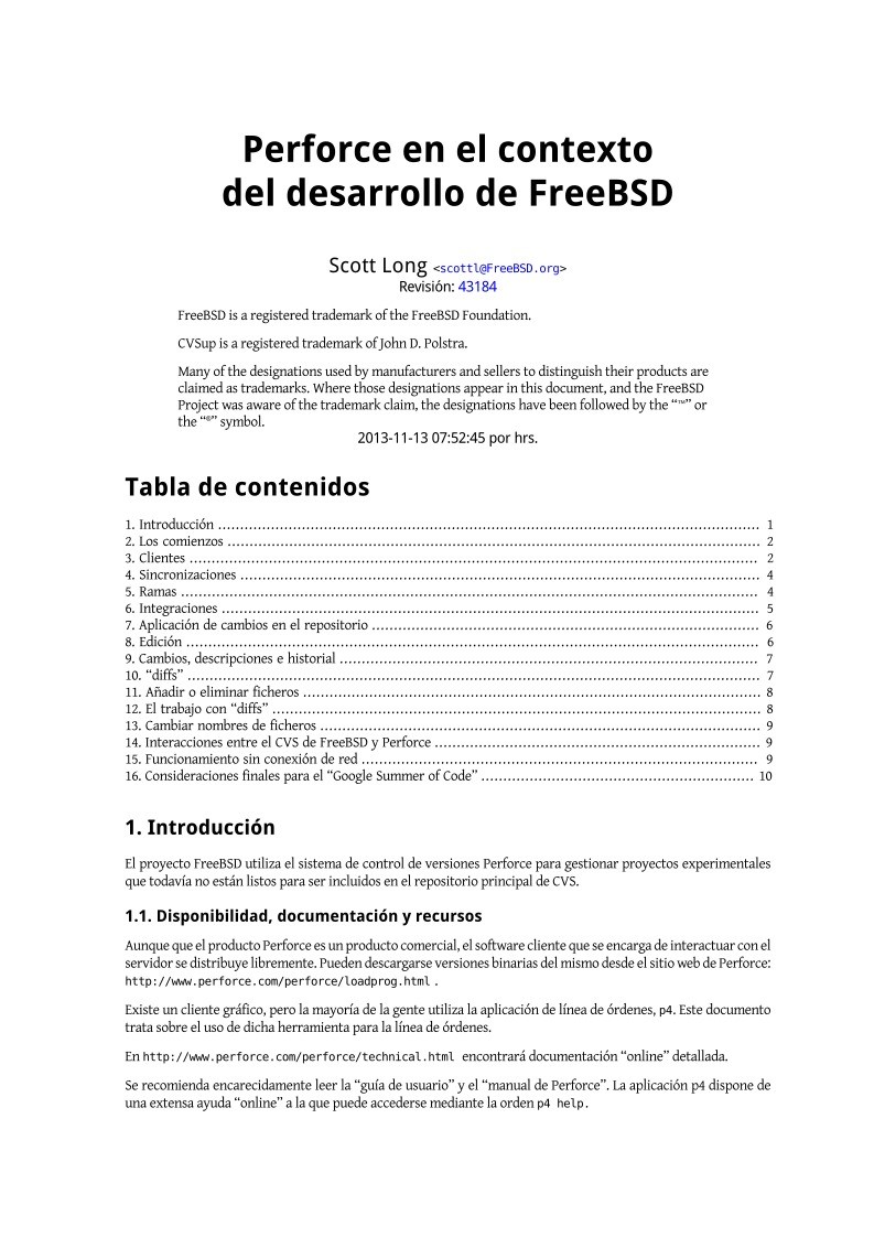 PDF de programación - Perforce en el contexto del desarrollo de FreeBSD