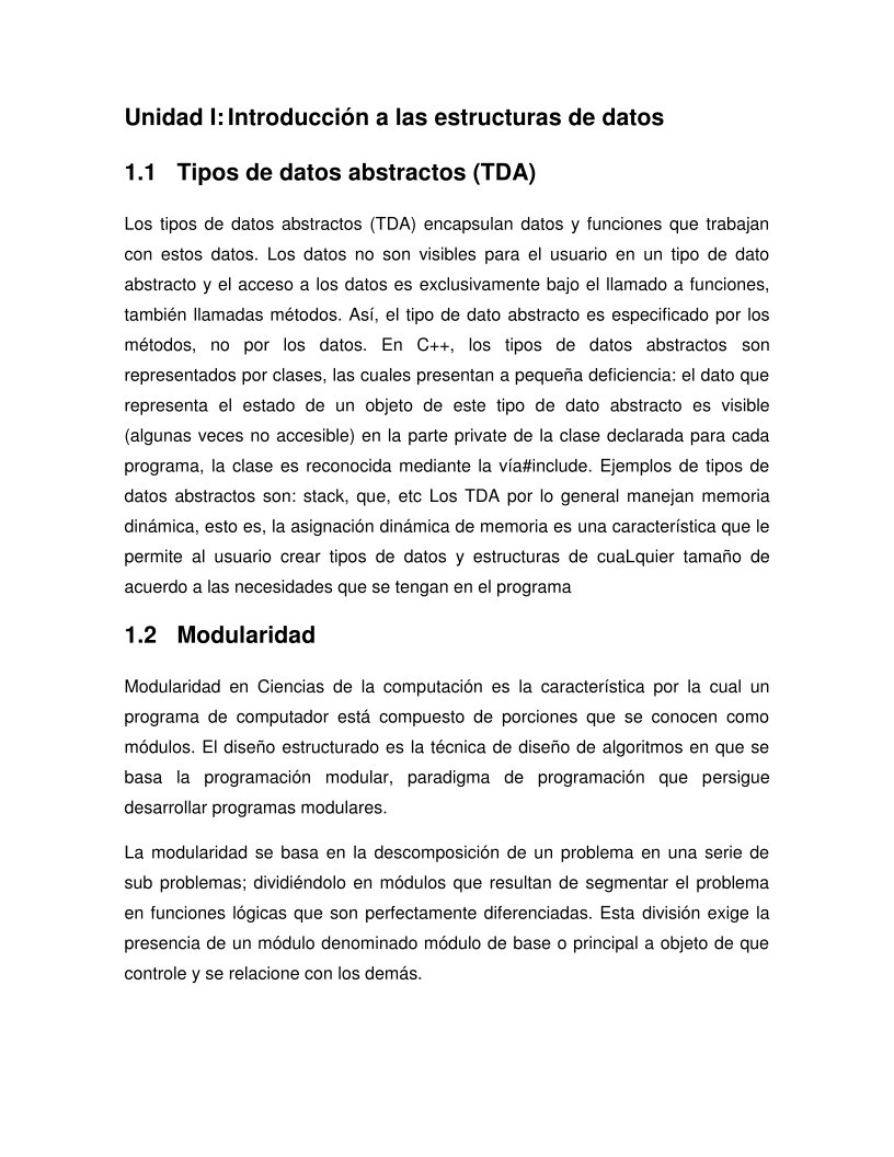 PDF de programación - Unidad I: Introducción a las estructuras de datos