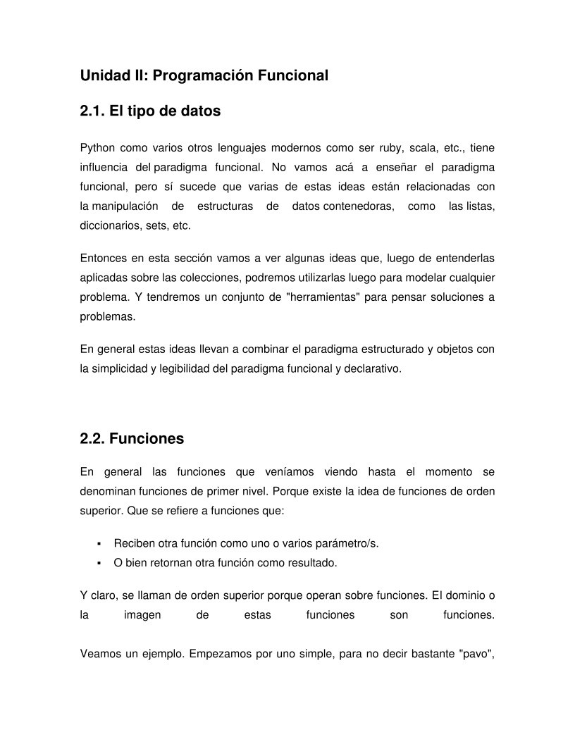 PDF de programación - Unidad II: Programación Funcional