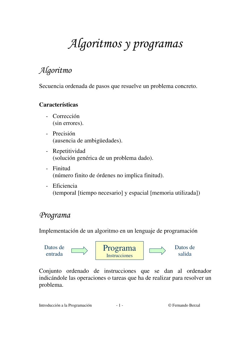 PDF de programación - Algoritmos y programas
