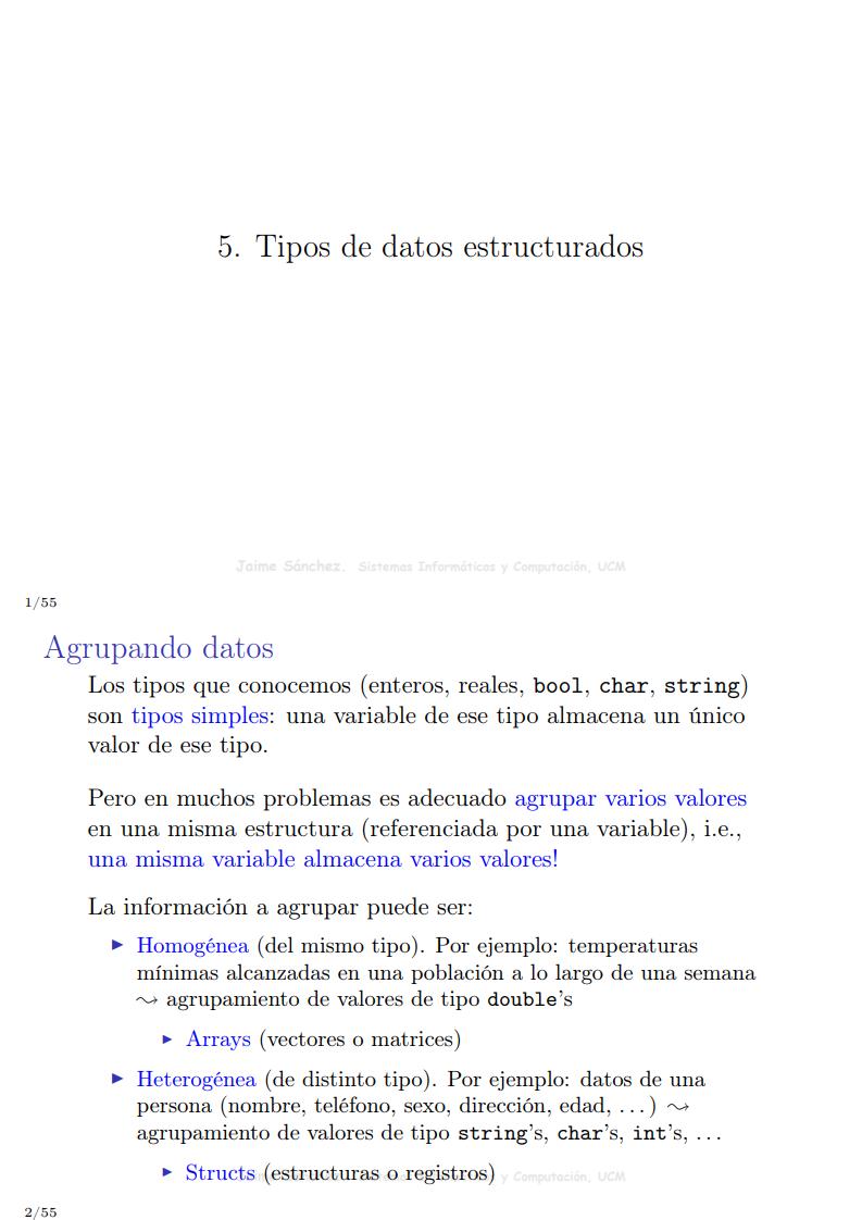 PDF de programación - 5. Tipos de datos estructurados