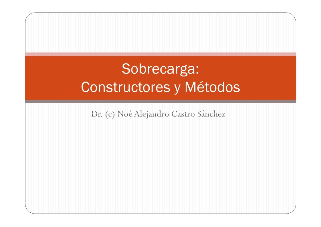 Pdf De Programación Sobrecarga Constructores Y Métodos