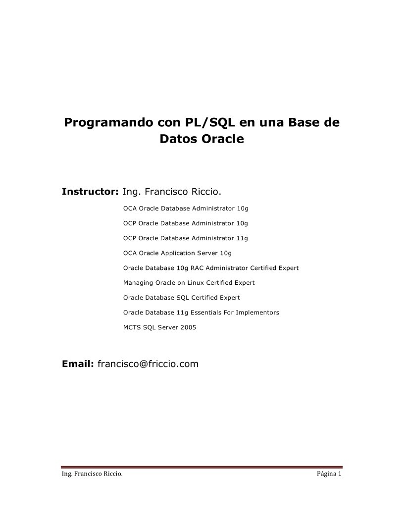 PDF de programación - Programando con PL/SQL en una base de datos Oracle