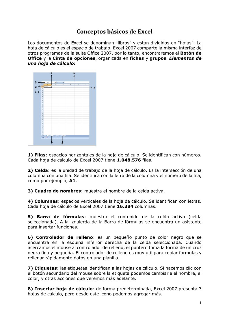 PDF de programación - Conceptos básicos de Excel