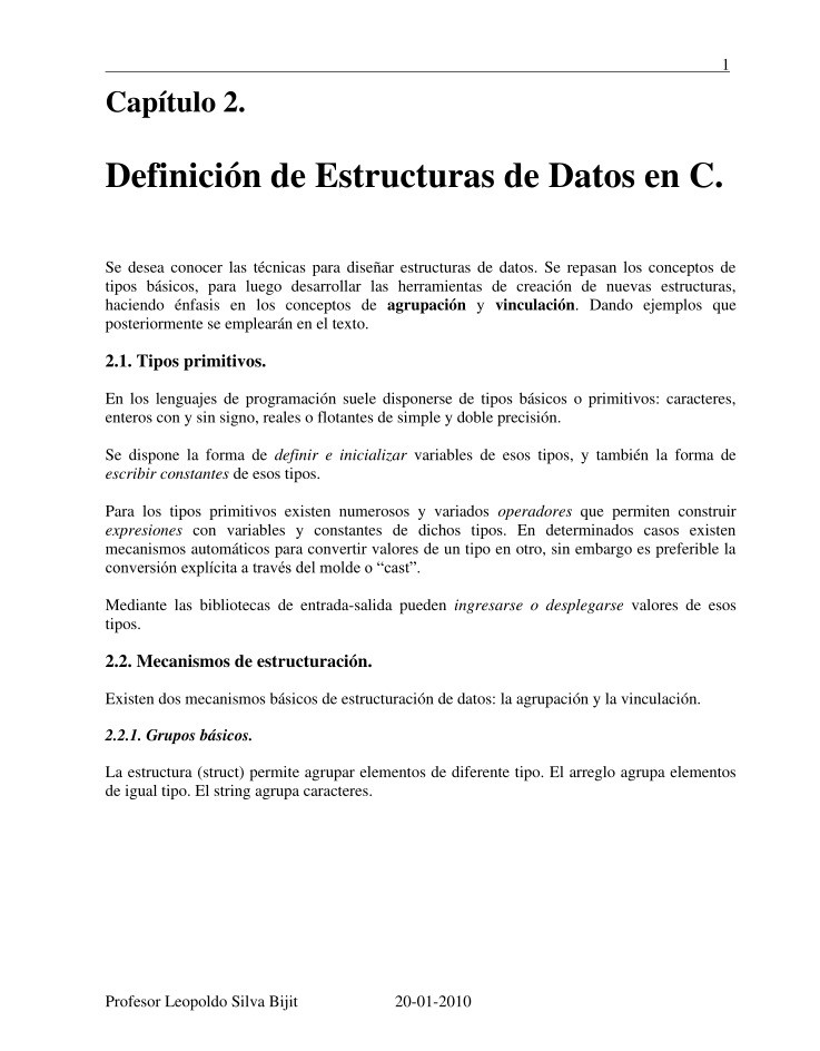 PDF de programación - Cap.2 - Definición de estructuras de datos en C.