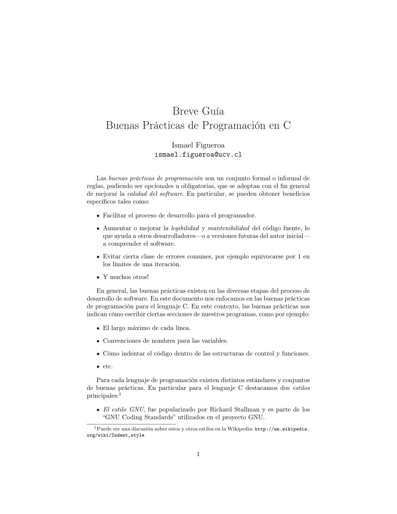 PDF de programación - Breve Guía Buenas Prácticas de Programación en C