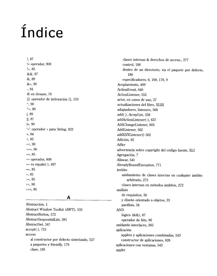 PDF de programación - Índice - Piensa en Java