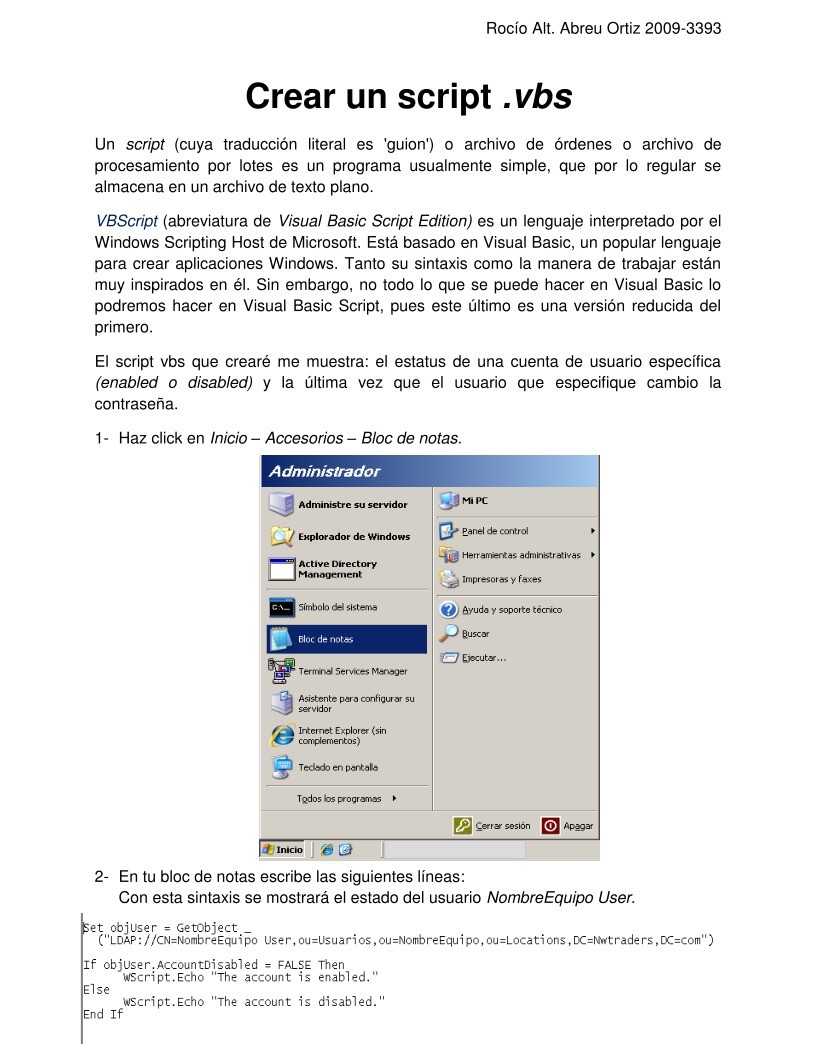 PDF de programación - Crear un script (.vbs)