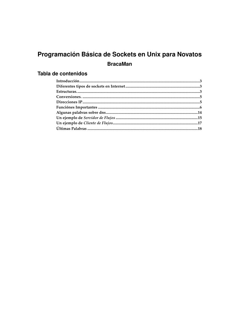PDF de programación - Programación Básica de Sockets en Unix para Novatos