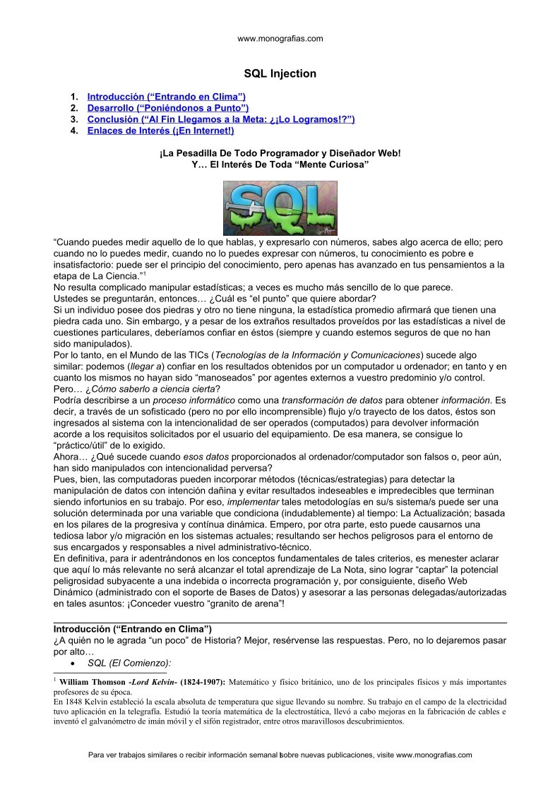 PDF de programación - SQL Injection