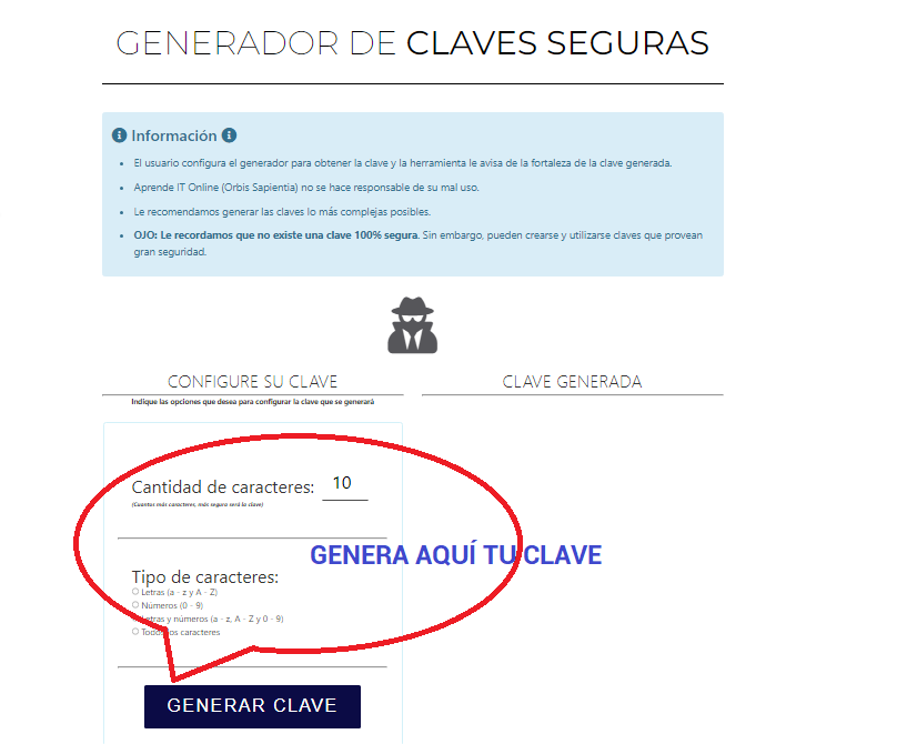 Generador gratuito de claves seguras