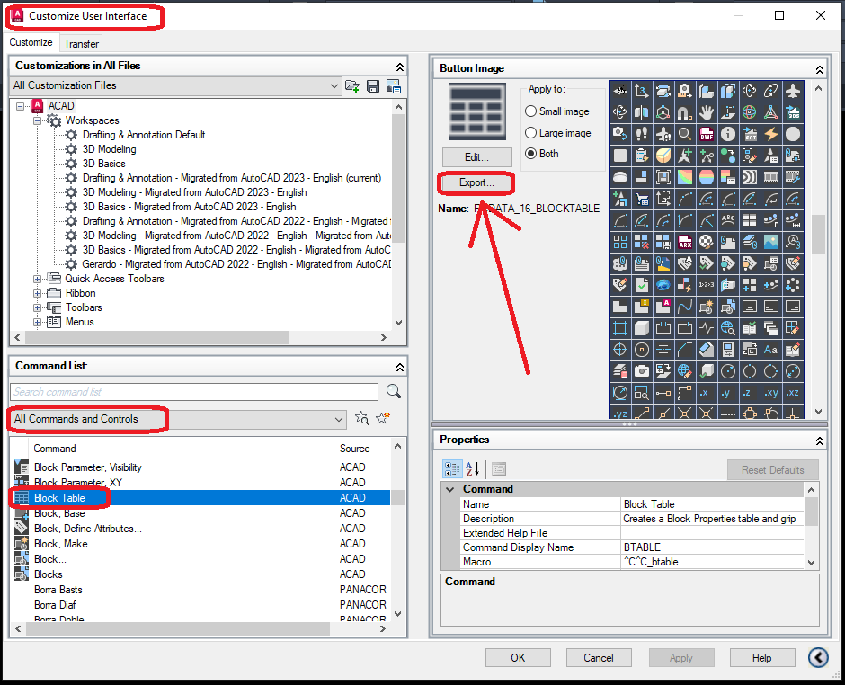 AutoCad - Añadir parametro de acción en la paleta de creación de bloques.