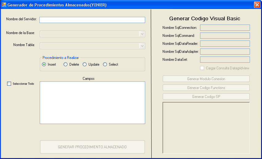 Código de Visual Basic.NET - Descargar - Aplicación para generar procedimientos almacenados