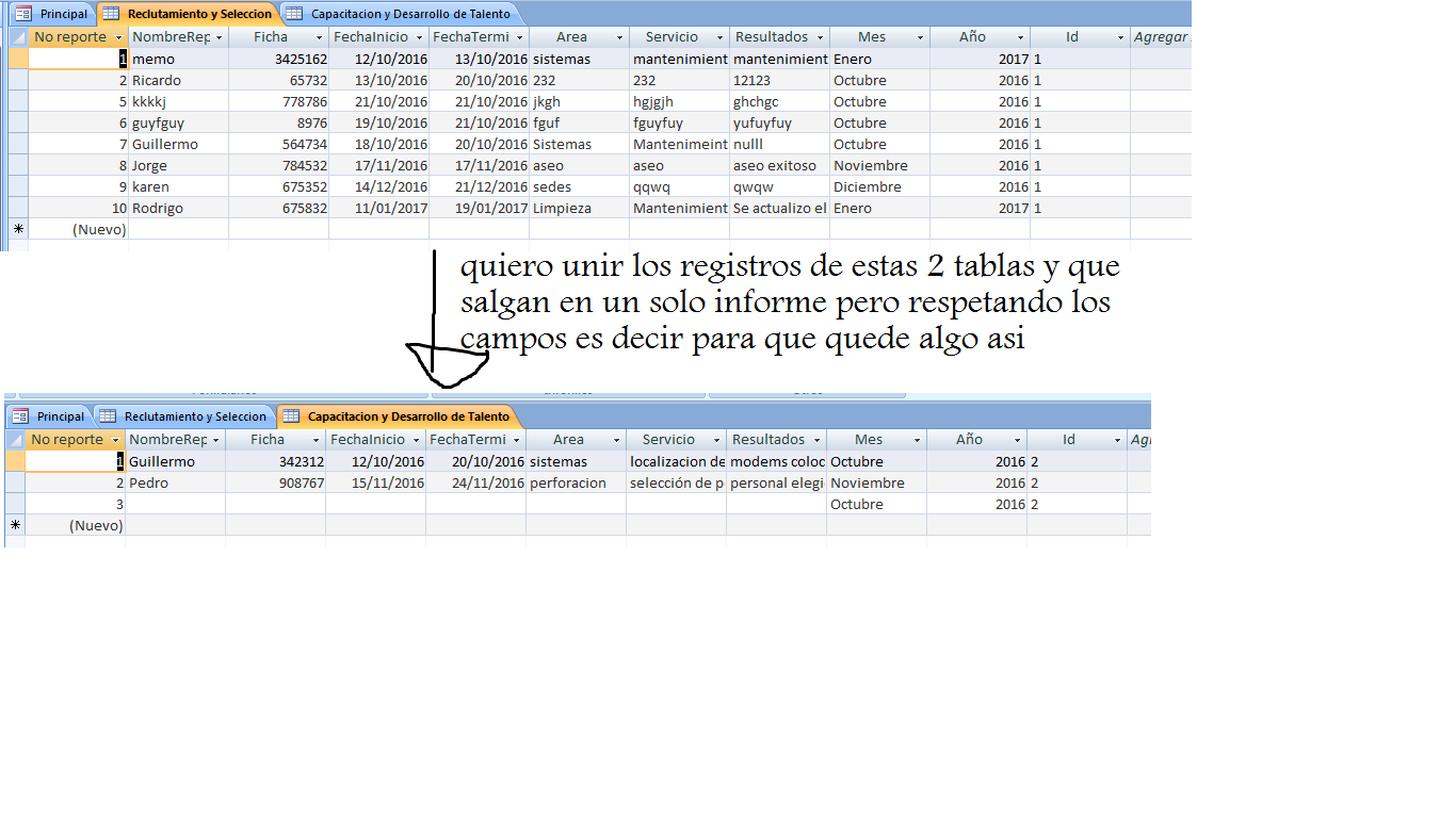 Access - Consulta en Access anexar registros de otras tablas a una sola