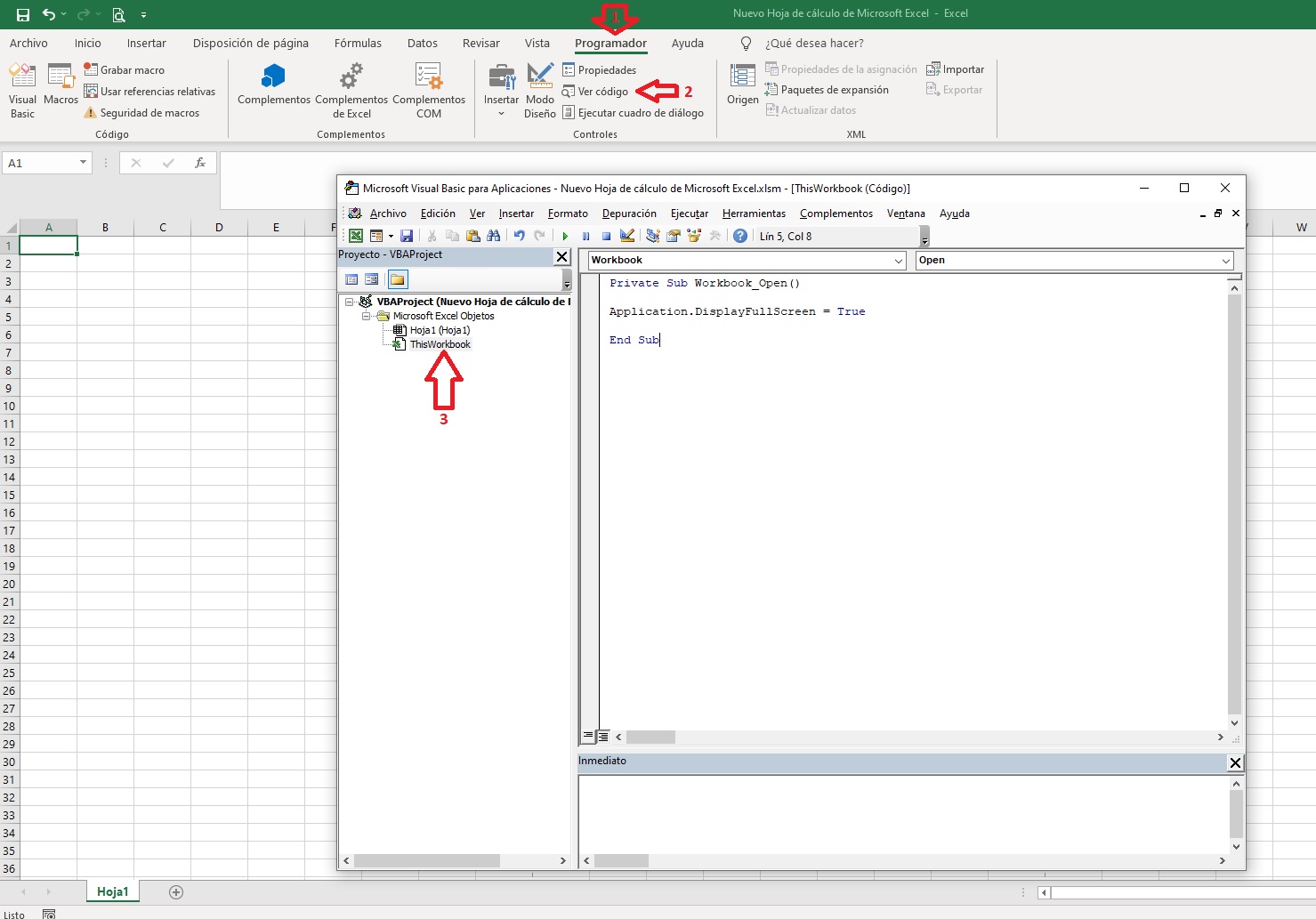 Excel - ocultar interfaz grafica pantalla inicio excel