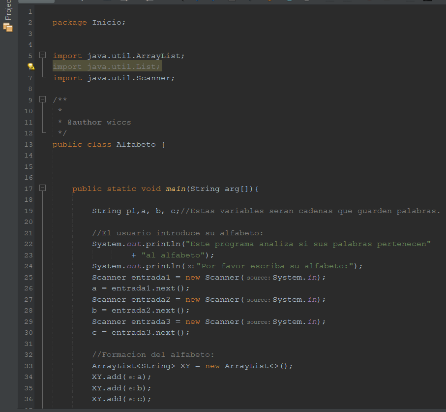 Java - Lenguajes autómatas...capturar cualquier alfabeto y palabra y ...